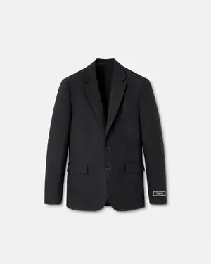 Versace Barocco Jacquard Wool Single-breasted Blazer - Black