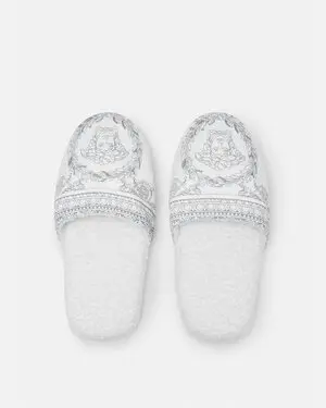 Versace I ♡ Baroque Slippers White+silver