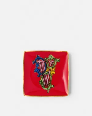 Versace Alphabet V Square Plate - Print
