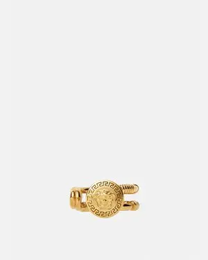 Versace Safety Pin Medusa Ring - Light Gold