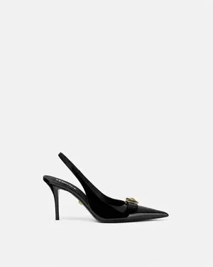 Versace Ribbon Patent Slingbacks 85mm - Black+gold