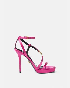 Versace Versace Medusa '95 Embellished Satin Platform Sandals Fuchsia