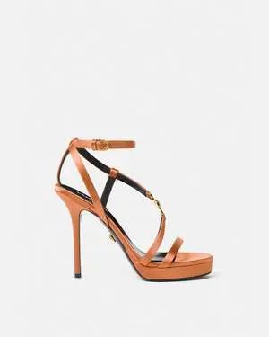 Versace Versace Medusa '95 Embellished Satin Platform Sandals Orange