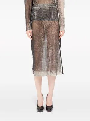 MAISON MARGIELA Serigraphic-print Silk Skirt - Black/light Grey
