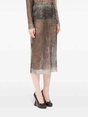 MAISON MARGIELA Serigraphic-print Silk Skirt - Black/light Grey