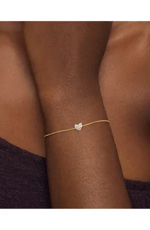 Monica Vinader Lab-created Diamond Heart Charm Bracelet - 18k Gold Vermeil