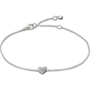 Monica Vinader Lab-created Diamond Heart Charm Bracelet - Sterling Silver