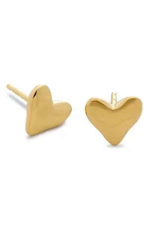 Monica Vinader Heart Stud Earrings - Yellow Gold