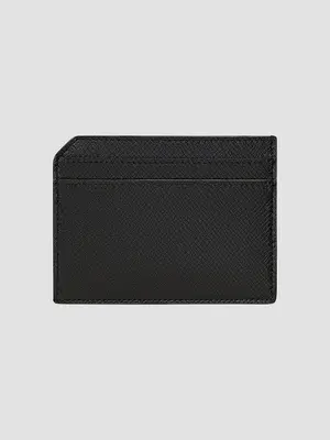 Saint Laurent Open Card Case In Coated Bark Leather