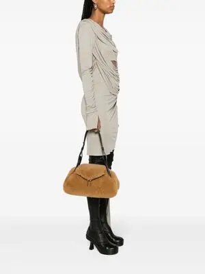 Amina Muaddi Gemini Shearling Shoulder Bag