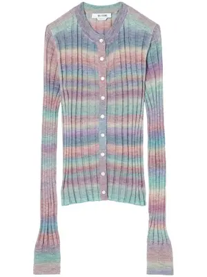 RE/DONE Ribbed-knit Wool Cardigan - Pink