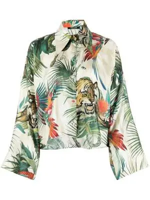 Roberto Cavalli Graphic-print Silk Shirt