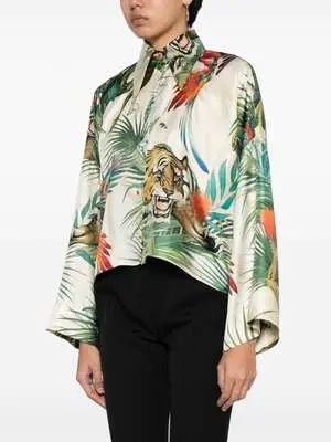 Roberto Cavalli Graphic-print Silk Shirt