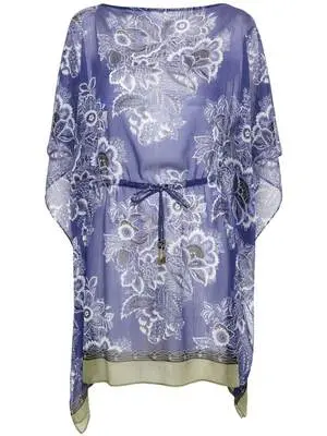 Etro Floral-print Kaftan Dress - Blue