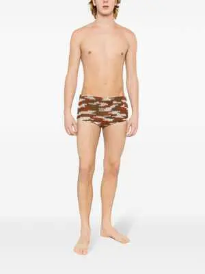 AMIR SLAMA Abstract-pattern Crochet Swim Shorts
