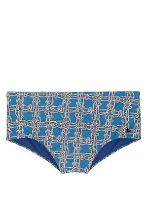 AMIR SLAMA Graphic-print Swimming Trunks - Blue