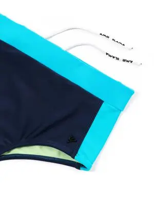 AMIR SLAMA Logo-appliqué Swim Shorts - Blue