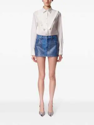 AREA Crystal-embellished Denim Miniskirt