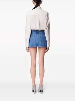 AREA Crystal-embellished Denim Miniskirt