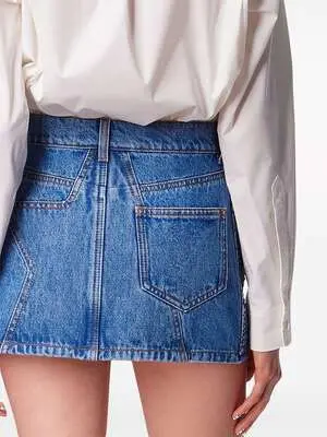 AREA Crystal-embellished Denim Miniskirt