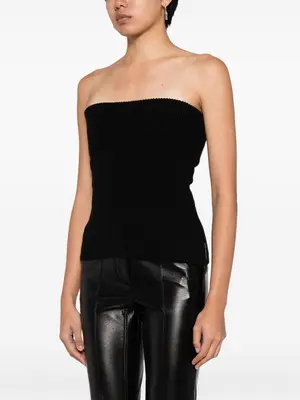 Alexander Wang Double-layer Ribbed-knit Strapless Top