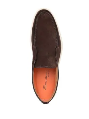 Santoni Suede Slip-on Boots - Brown