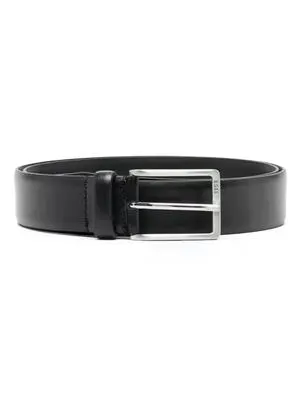 BOSS Logo-engraved Buckle Leather Belt - Black