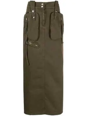 Blumarine Mid-rise Cotton Maxi Skirt - Green