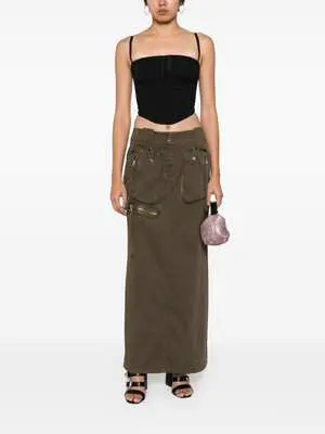 Blumarine Mid-rise Cotton Maxi Skirt - Green