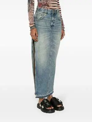 R13 Side-slit Denim Midi Skirt - Blue