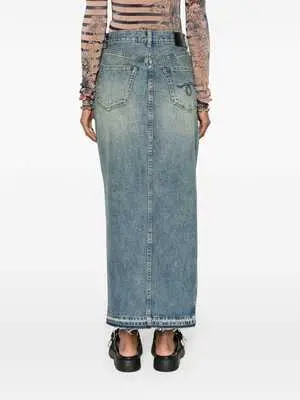 R13 Side-slit Denim Midi Skirt - Blue