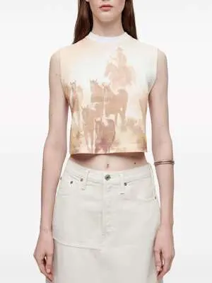 RE/DONE Baby Muscle Cowboy-print Cropped Top