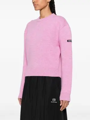 Balenciaga Logo-appliqué Mélange Jumper - Pink