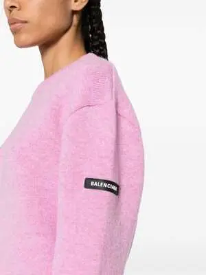 Balenciaga Logo-appliqué Mélange Jumper - Pink