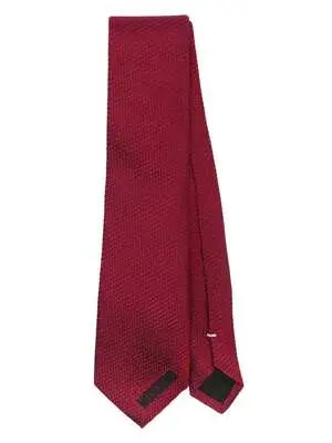 Moschino Embroidered Silk Neck Tie - Red