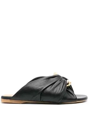 JW Anderson Corner Leather Flat Slides - Black