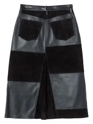 RE/DONE Mid-rise Leather Patchwork Skirt