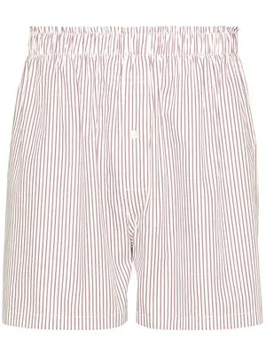 MAISON MARGIELA Striped Cotton Shorts - Red