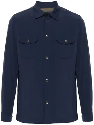 MOORER Long-sleeve Shirt Jacket - Blue