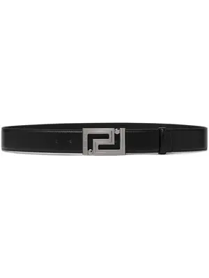 Versace Greca Leather Belt - Black
