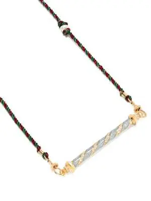 MARIE LICHTENBERG 18kt Yellow Gold Diamond Candy Cane Necklace - Blue