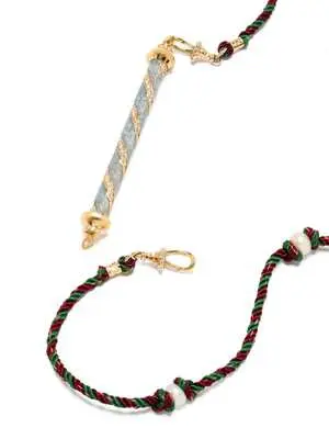 MARIE LICHTENBERG 18kt Yellow Gold Diamond Candy Cane Necklace - Blue
