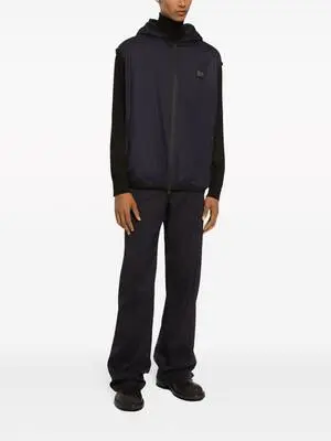 Dolce & Gabbana Logo-plaque Hooded Gilet - Blue