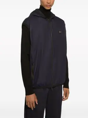 Dolce & Gabbana Logo-plaque Hooded Gilet - Blue