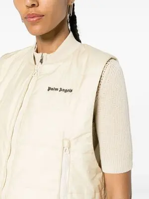 Palm Angels Logo-print Down Vest - Neutrals