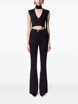 AREA Star-studded Rib-knit Crop Top