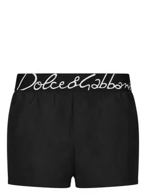 Dolce & Gabbana Logo-waistband Swim Shorts - Black
