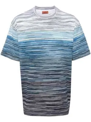 Missoni Striped Cotton T-shirt - Blue