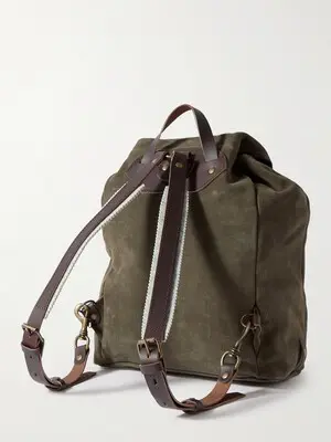 BLEU DE CHAUFFE Camp Leather-trimmed Suede Backpack