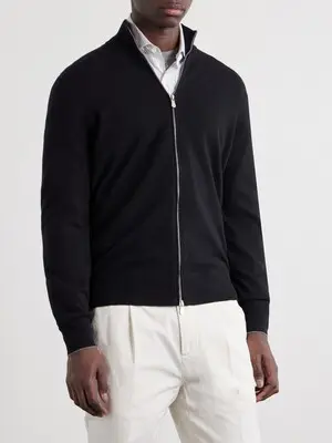 Brunello Cucinelli Cashmere Zip-up Sweater - Black